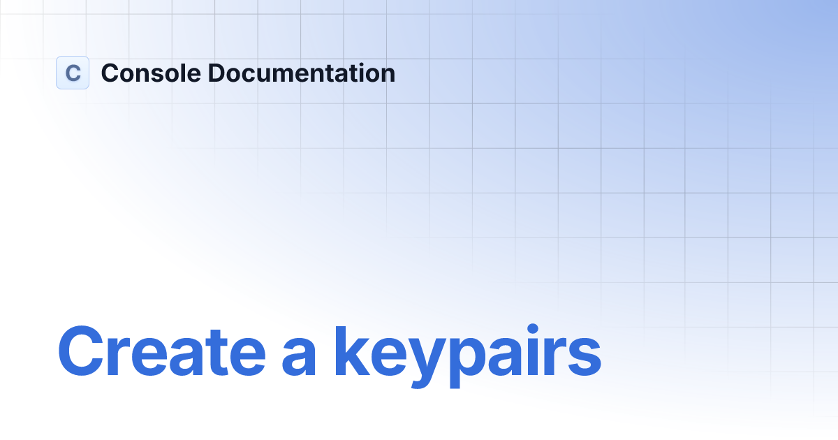 Create a keypairs | Console Documentation